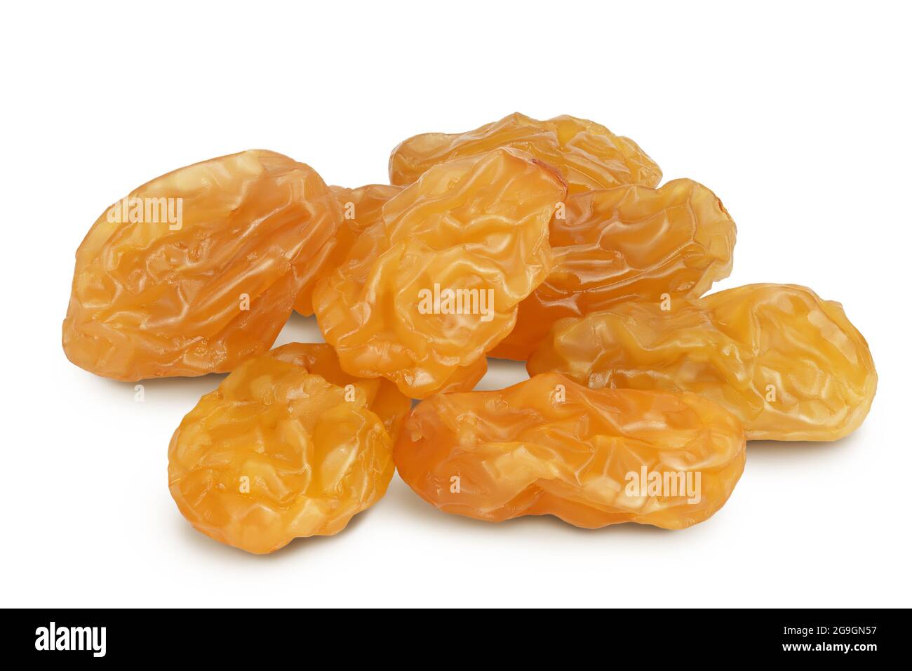 Yellow raisin isolated on white background with clipping path and full ...
