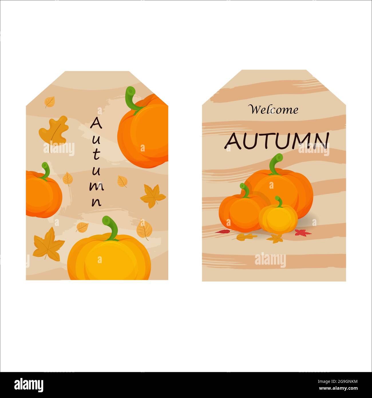 Set of Hello autumn greeting cards in cozy, hygge style isolated on ...