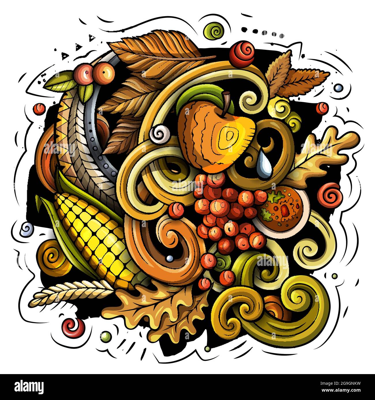 Autumn cartoon vector doodles illustration Stock Vector Image & Art - Alamy
