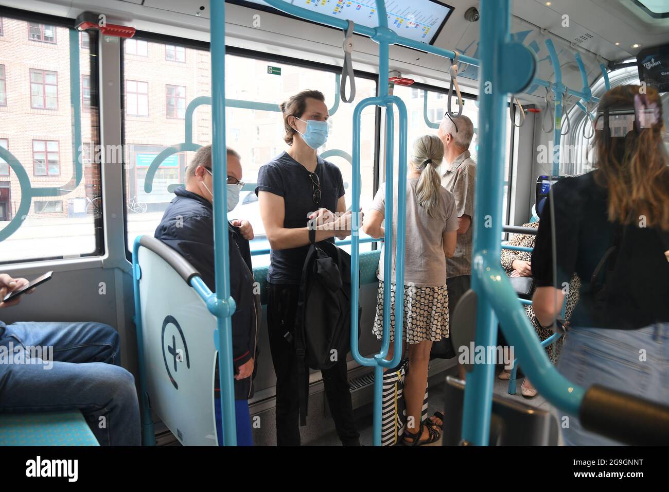 Copenhagen, Denmark.26 July 2021, Public bus transport system in danish ...