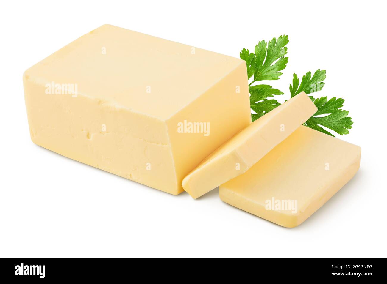 butter isolated on white background with clipping path and full depth ...