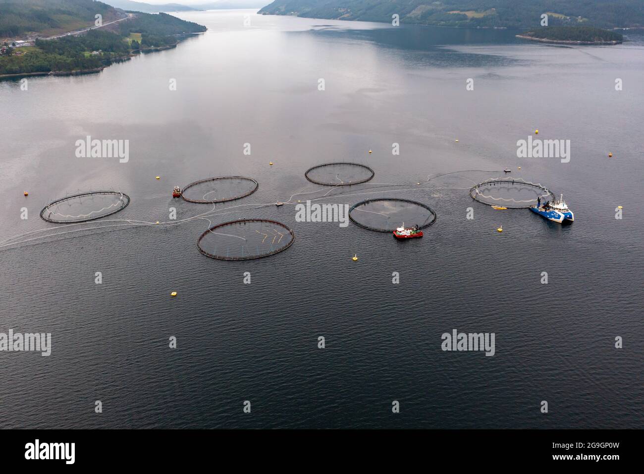 salmon farming, fish cages and nets Stock Photo - Alamy