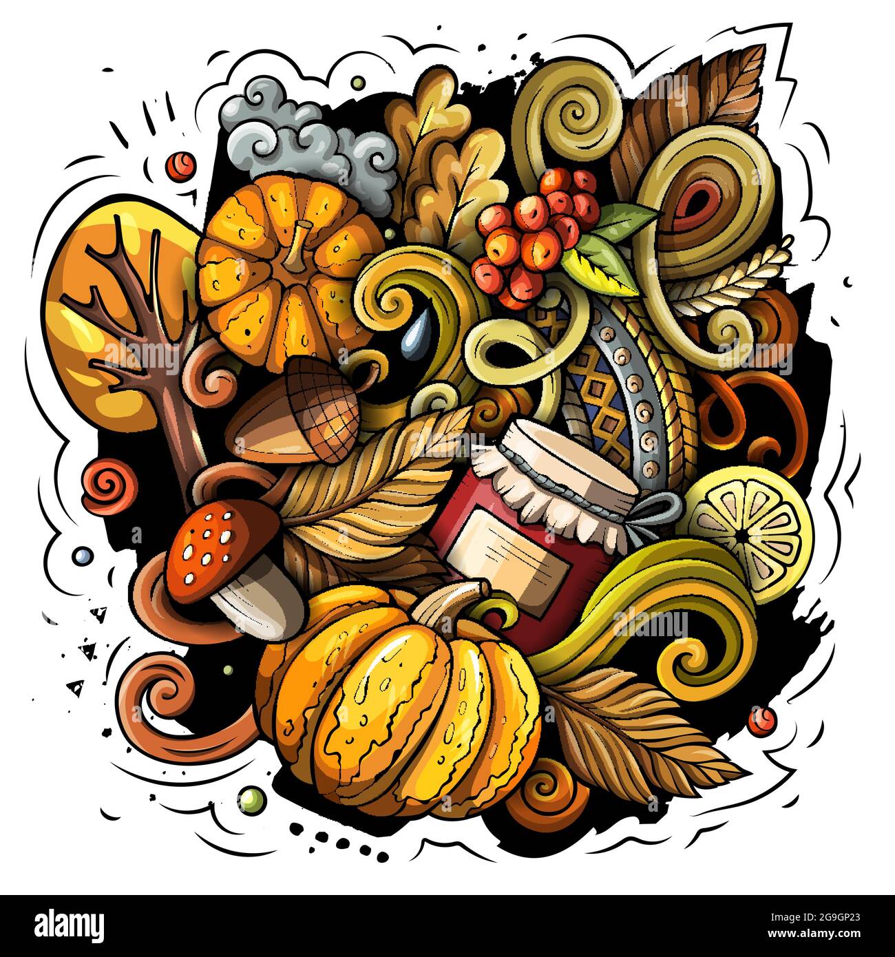 Autumn cartoon vector doodles illustration Stock Vector Image & Art - Alamy