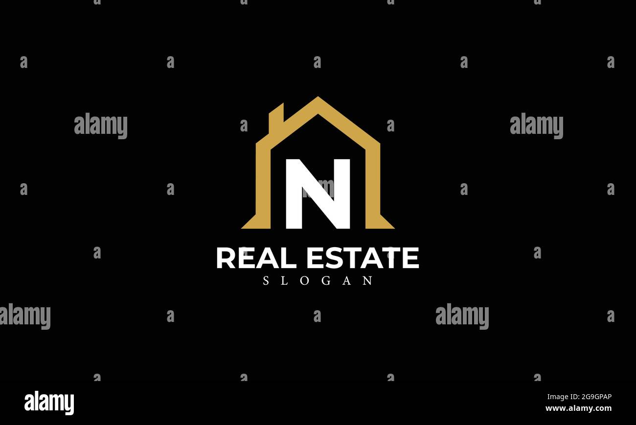 Alphabet N Real Estate Monogram Vector Logo Design, Letter N House Icon ...