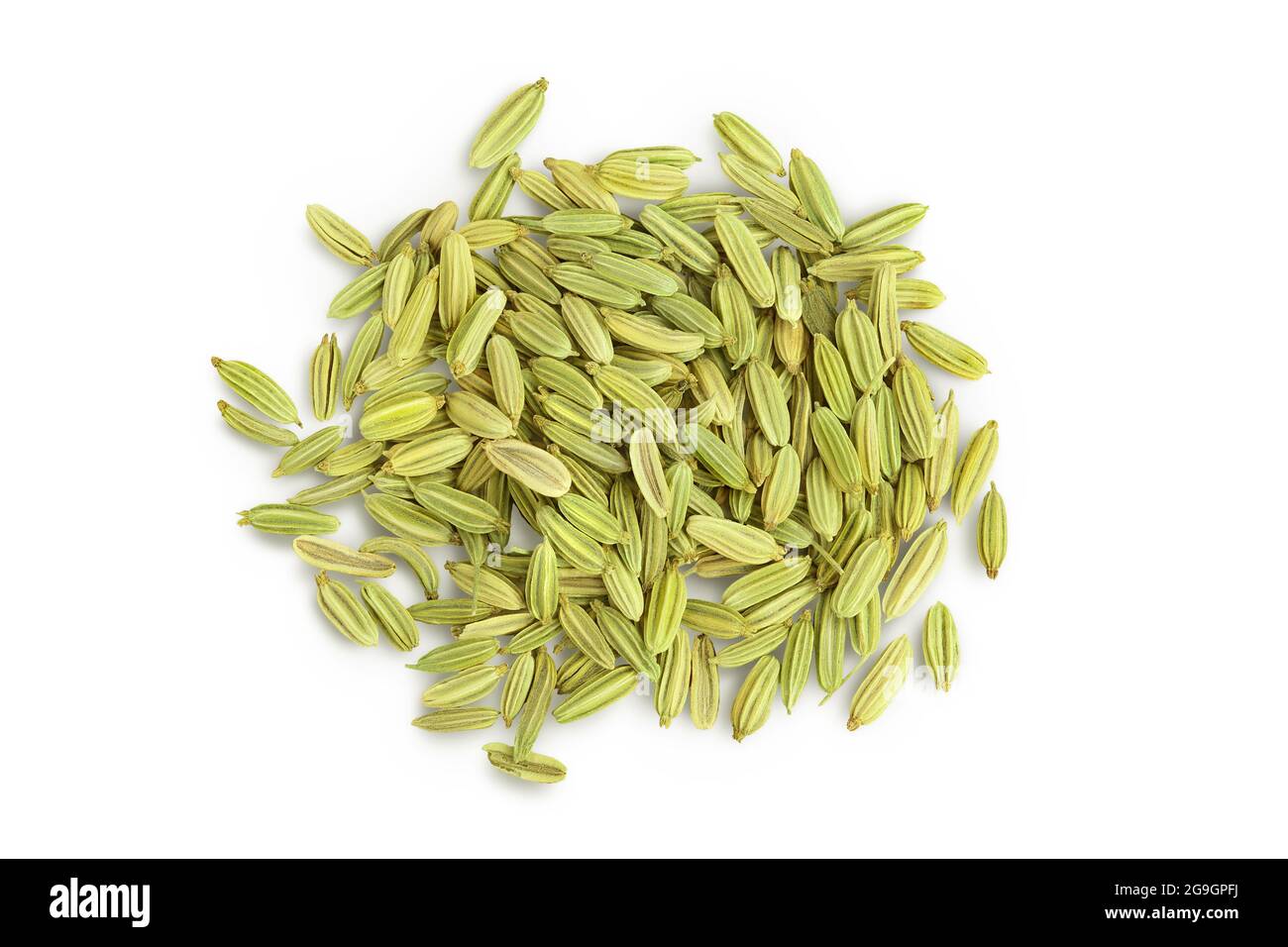 Dried fennel seeds isolated on white background with clipping path. Top ...