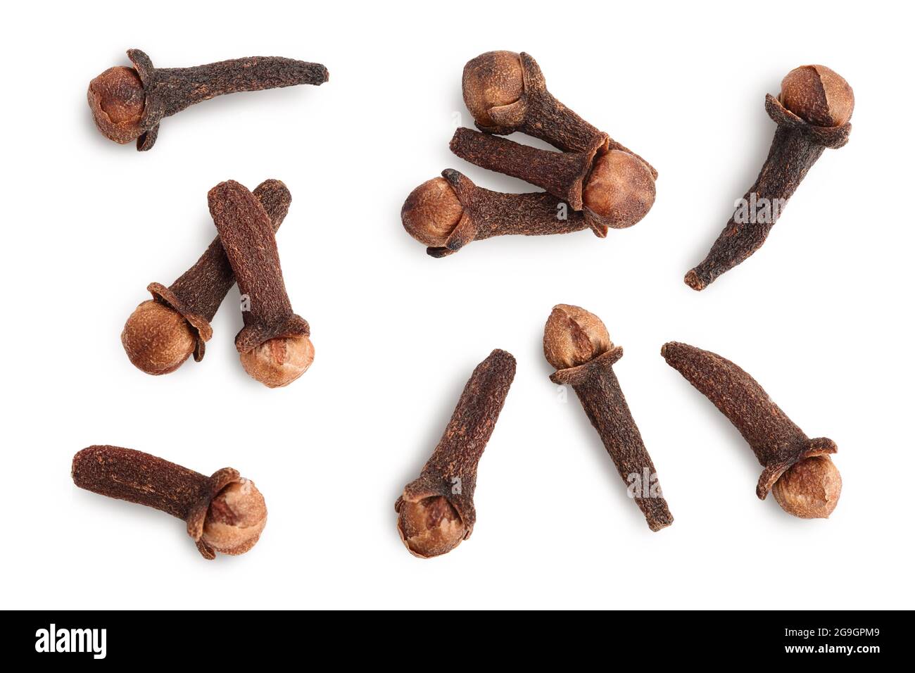 Dry spice cloves isolated on white background with clipping path. Top ...