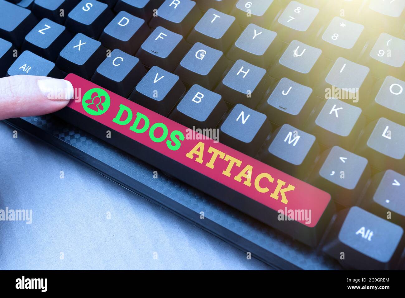Conceptual display Ddos Attack. Business overview disturbed access to ...