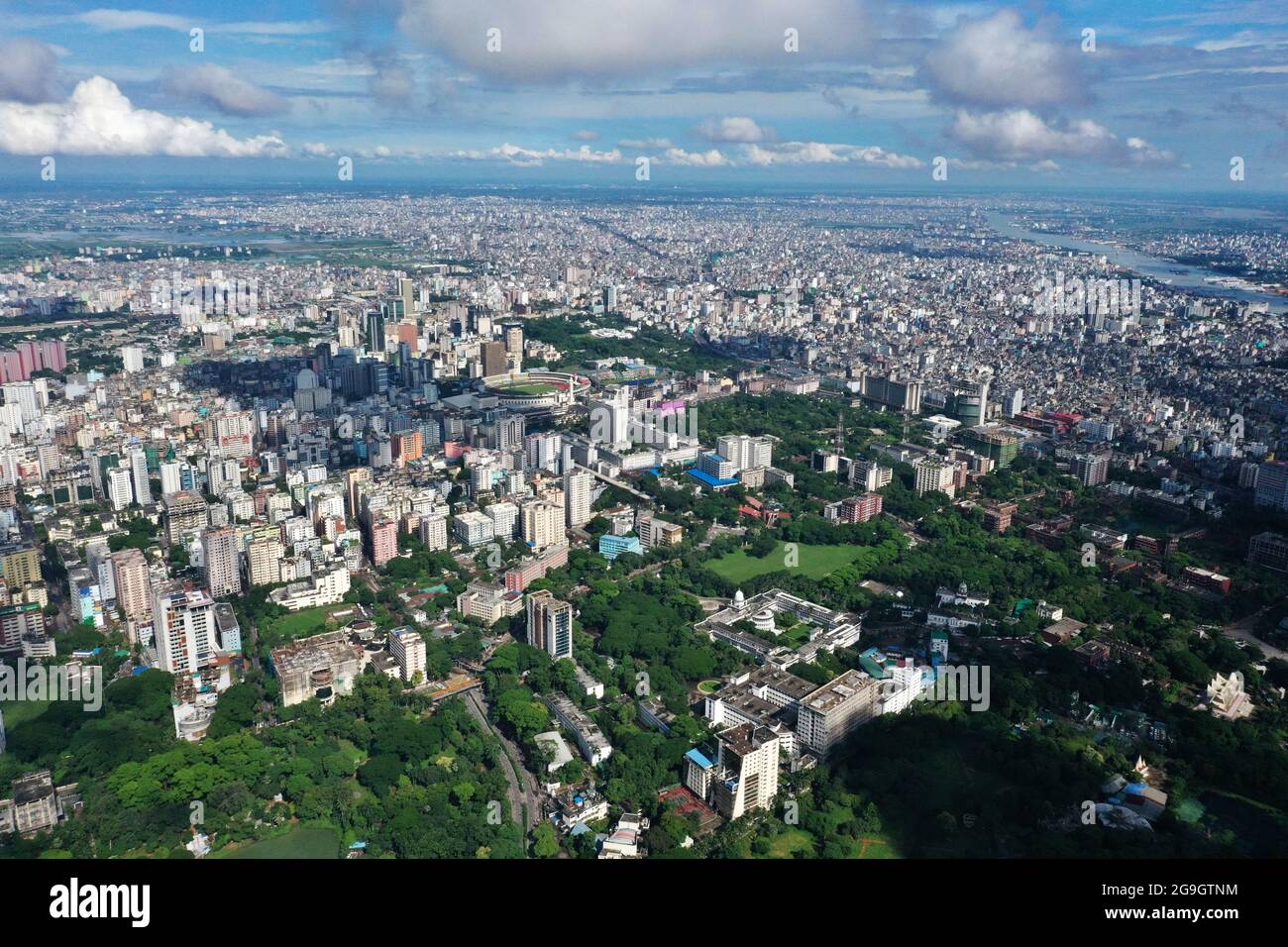 Dhaka, Bangladesh - July 24, 2021: Bird's-eye view of Dhaka city in ...