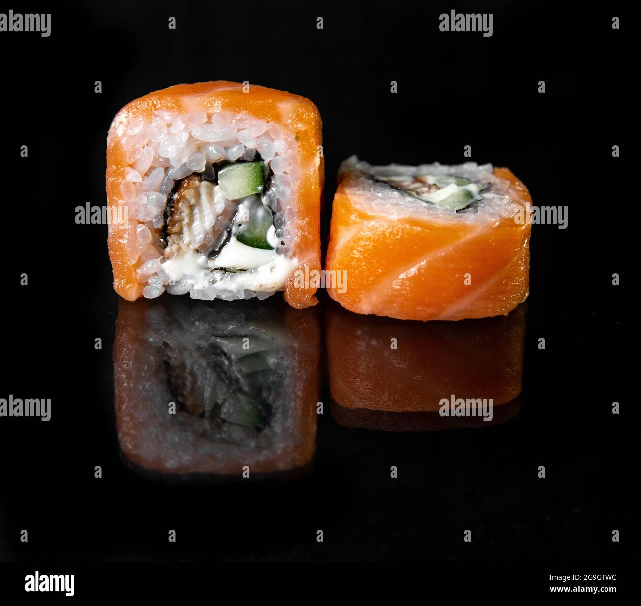 classic japanese rolls with cheese and fish Stock Photo - Alamy
