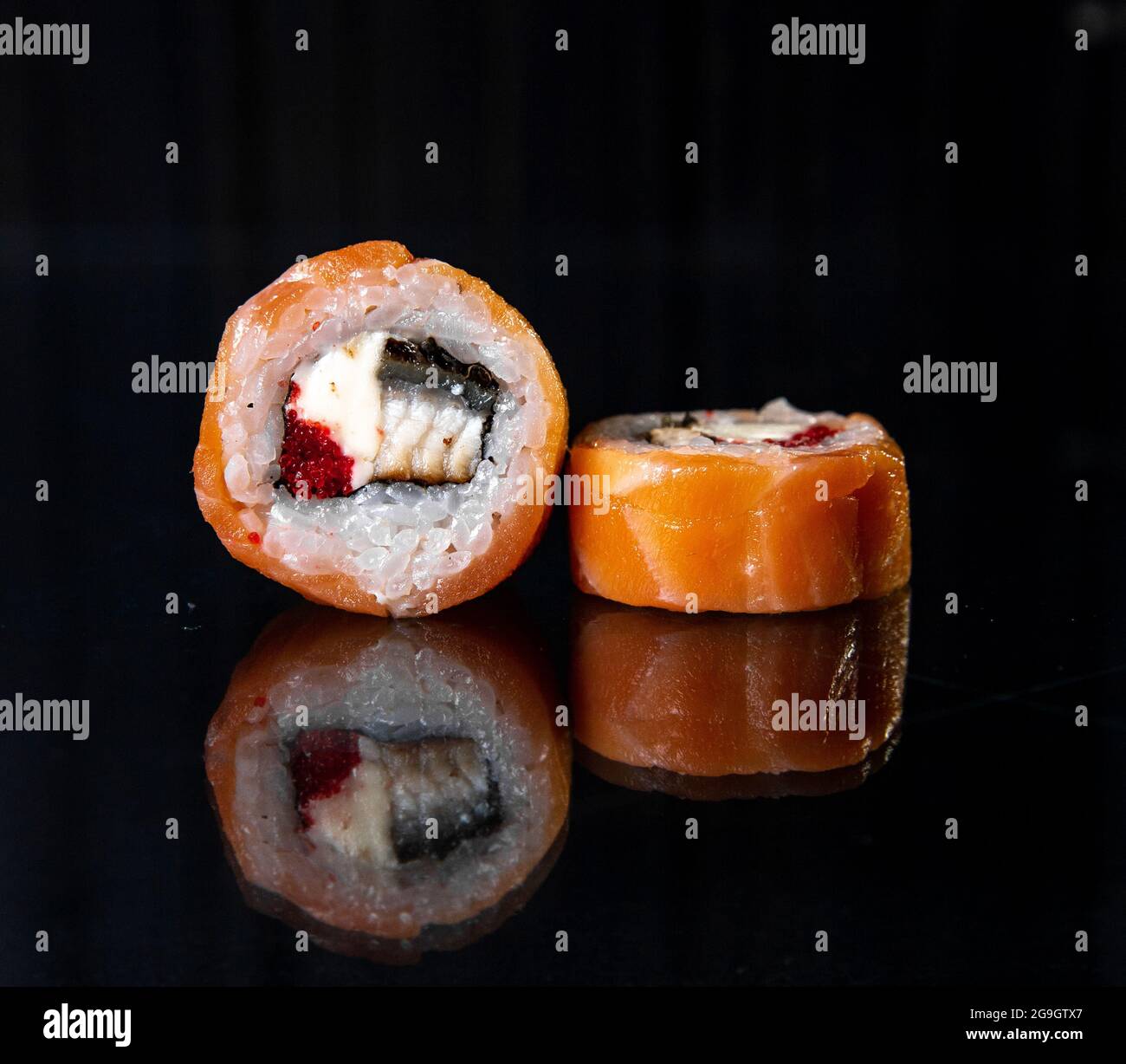 classic japanese rolls with cheese and fish Stock Photo - Alamy