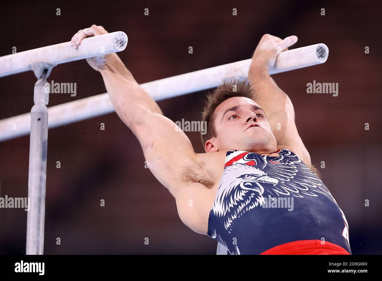 TOKYO, JAPAN - JULY 26: Samuel Mikulak of USA competing on Men's Team ...