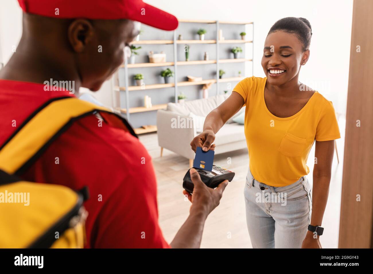 Receiving the food parcel hi-res stock photography and images - Alamy