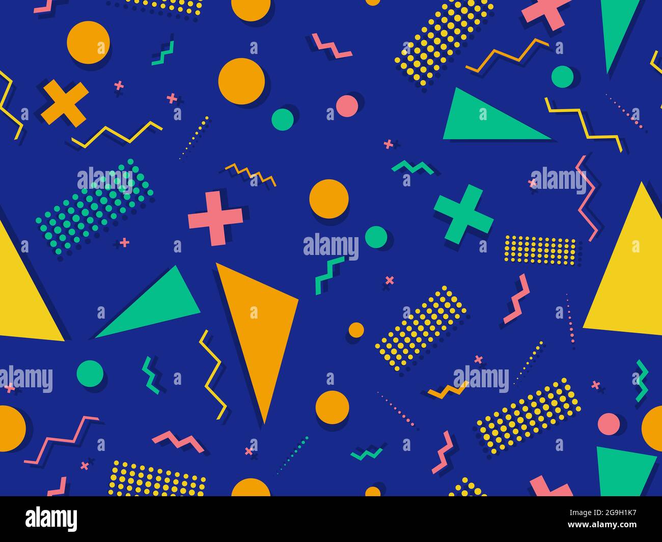 Memphis seamless pattern. Geometric elements memphis in the style of 80 ...
