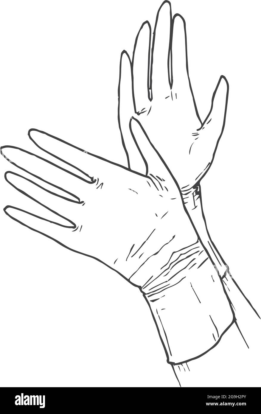 Hand Drawn Medical Gloves Vector Illustration. Virus Protection Doodle ...