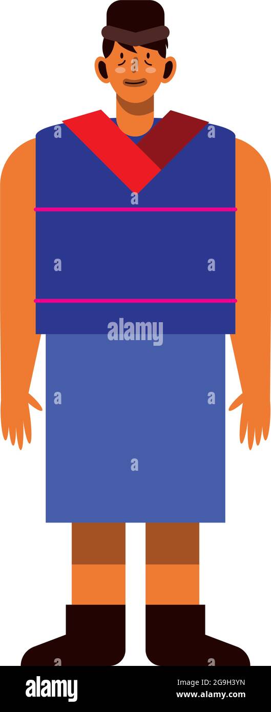 indigenous man with traditional cloth on white background Stock Vector ...