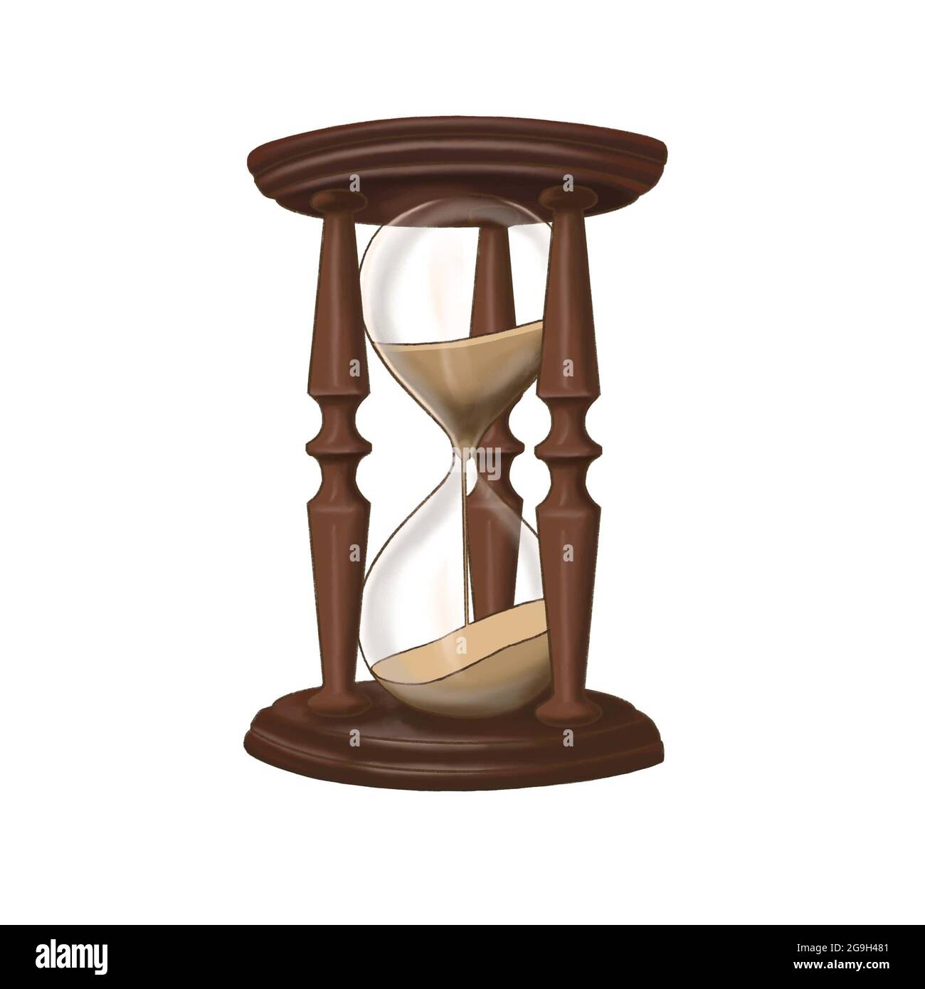 Vintage Hourglass. sandglass hand drawn illustration. sand glass half ...