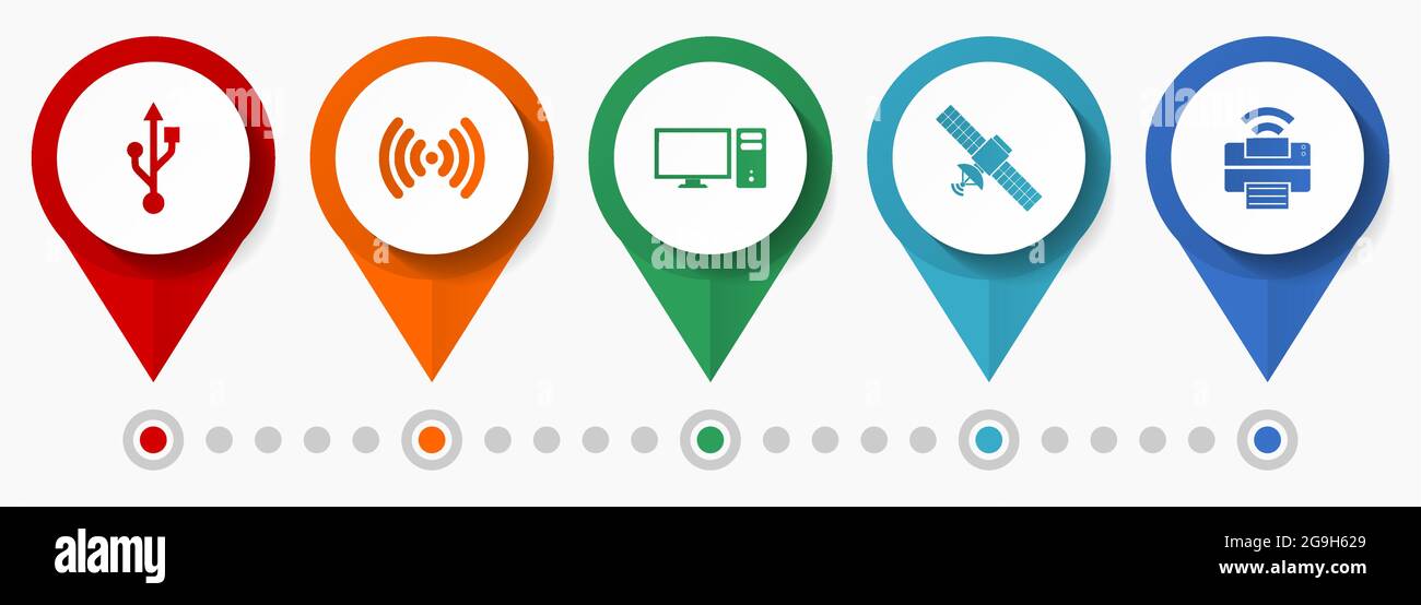 Mobility, technology, communication concept vector icon set, flat ...