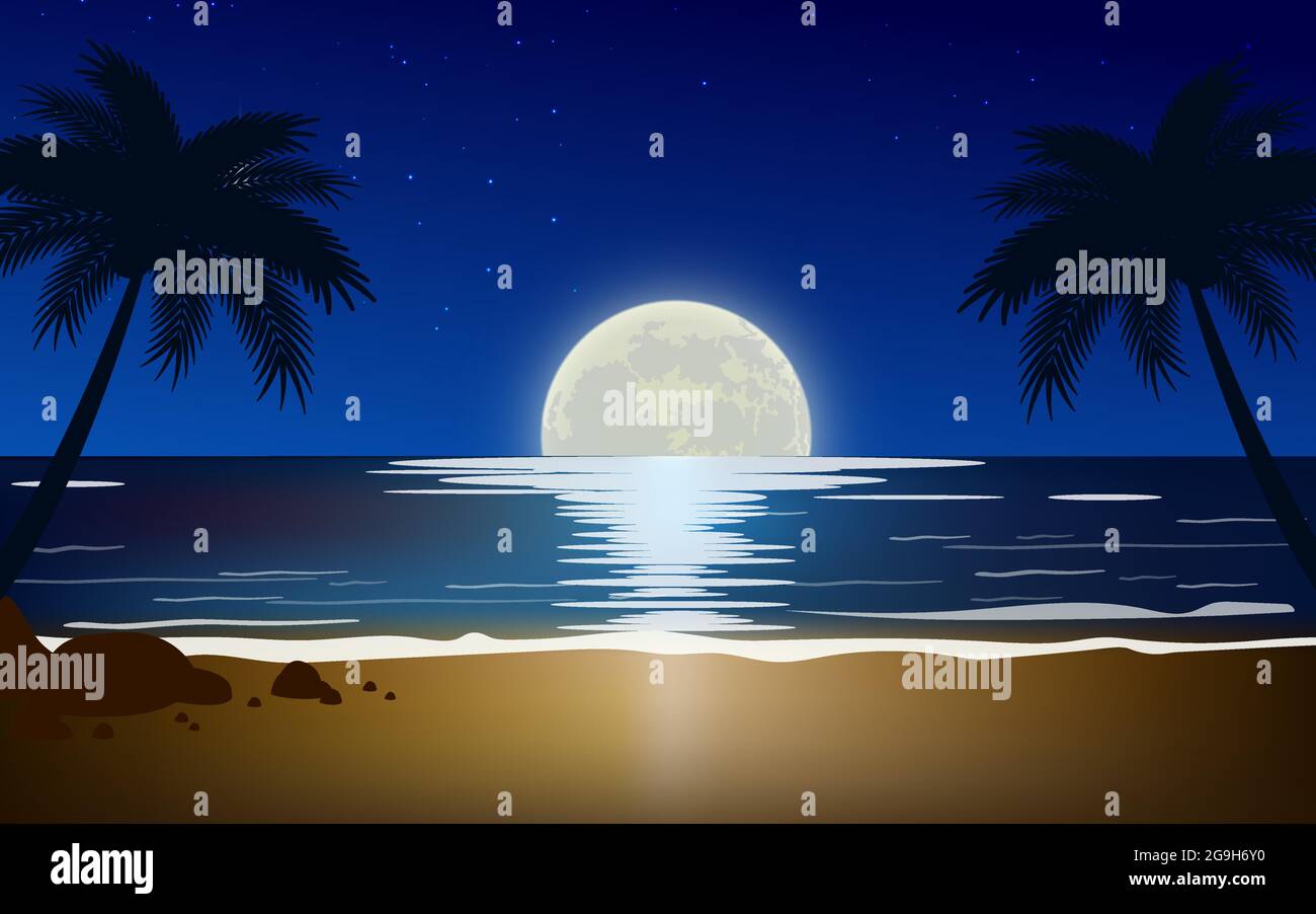 Full Moon Night Beach