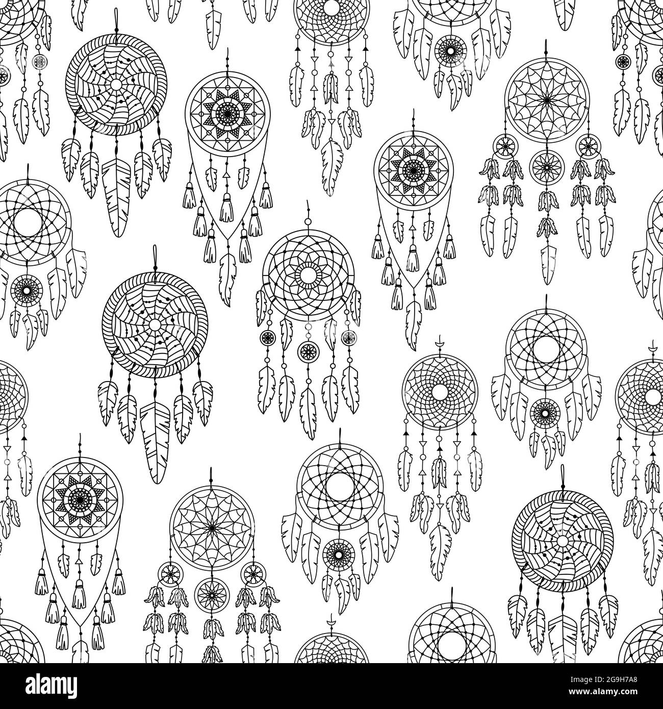 Vector seamless pattern with boho illustrations. Bohemian background ...