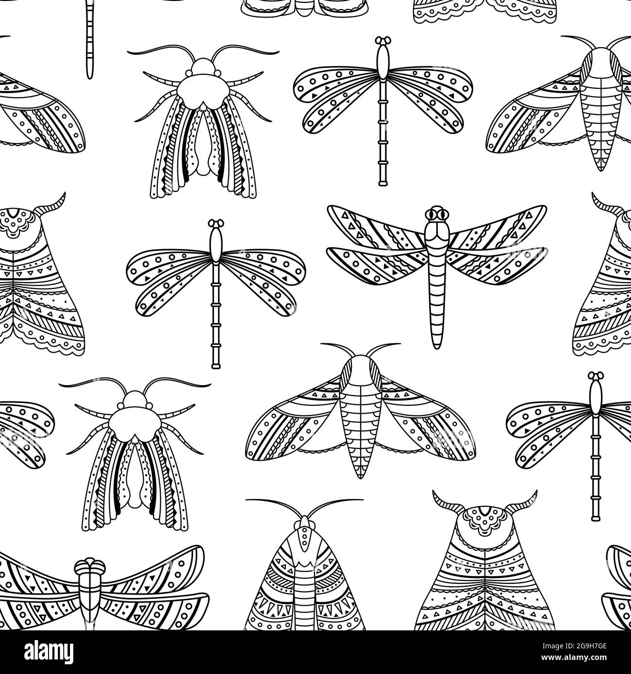 Insect moth seamless Black and White Stock Photos & Images - Alamy