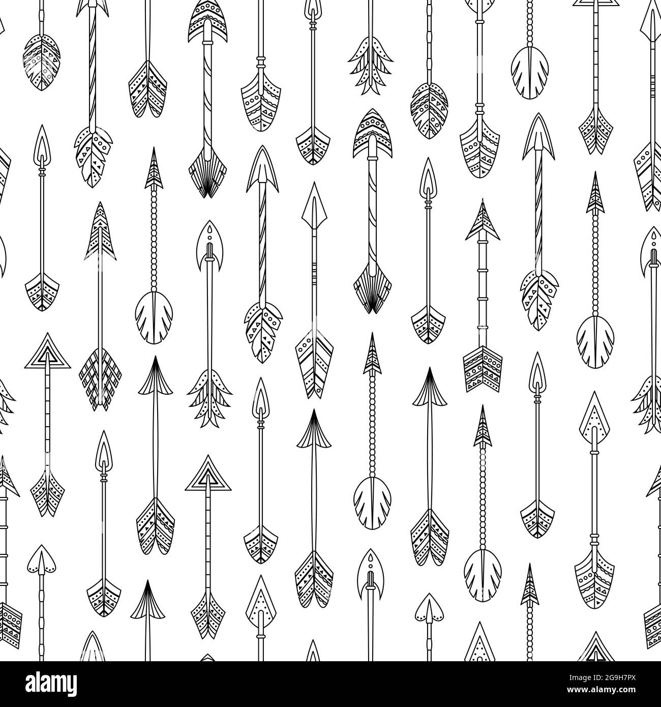 Vector seamless pattern with boho arrows in outlines Stock Vector Image ...