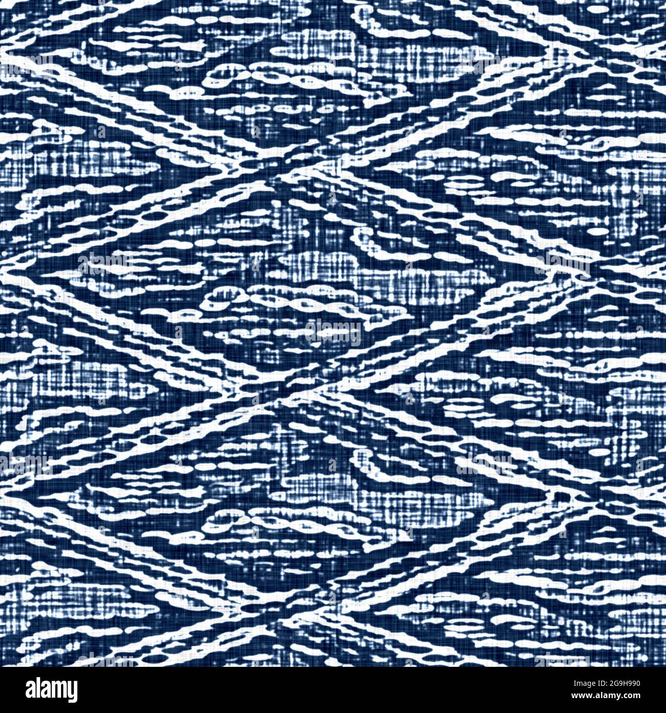 Acid wash blue jean effect texture with decorative linen geo motif ...