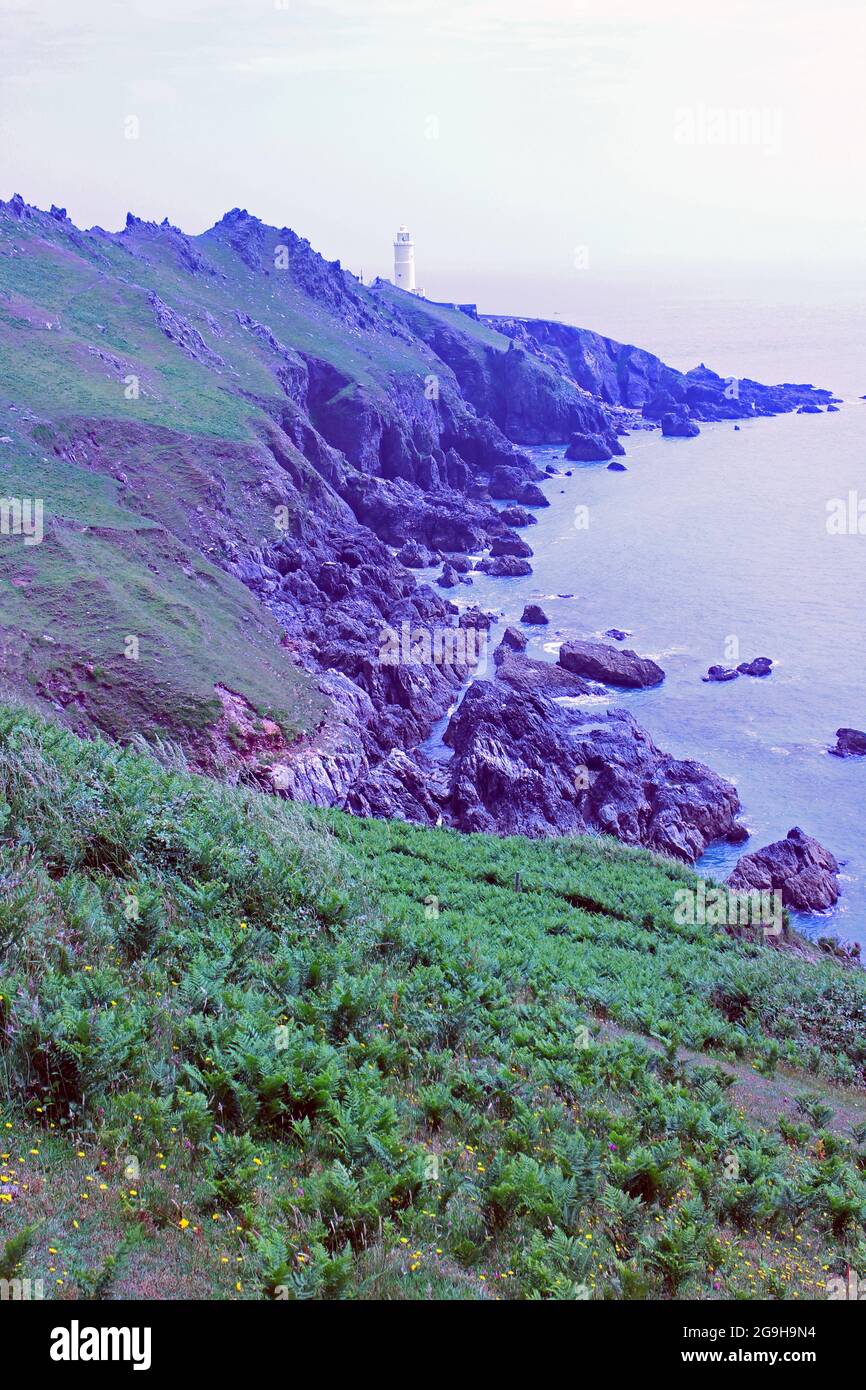 Start Point coastal path and lighthouse, Devon Stock Photo - Alamy