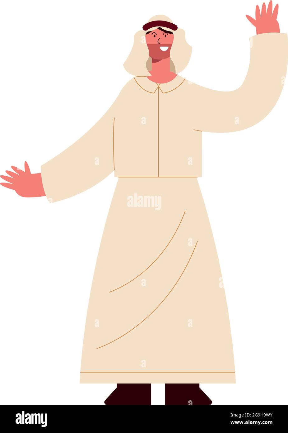 Muslim man cartoon with traditional cloth on white background Stock ...
