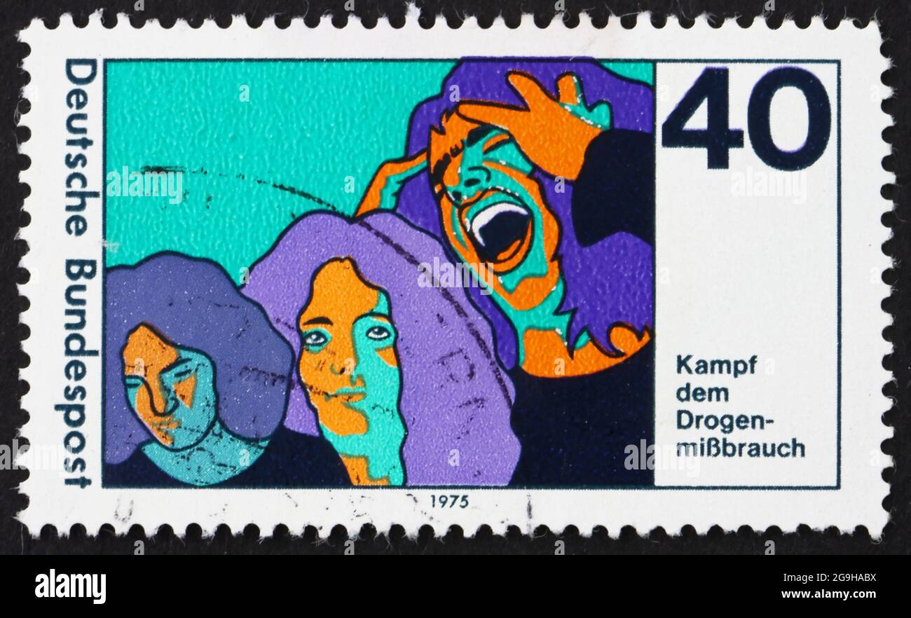 GERMANY - CIRCA 1975: a stamp printed in the Germany shows Three Stages ...