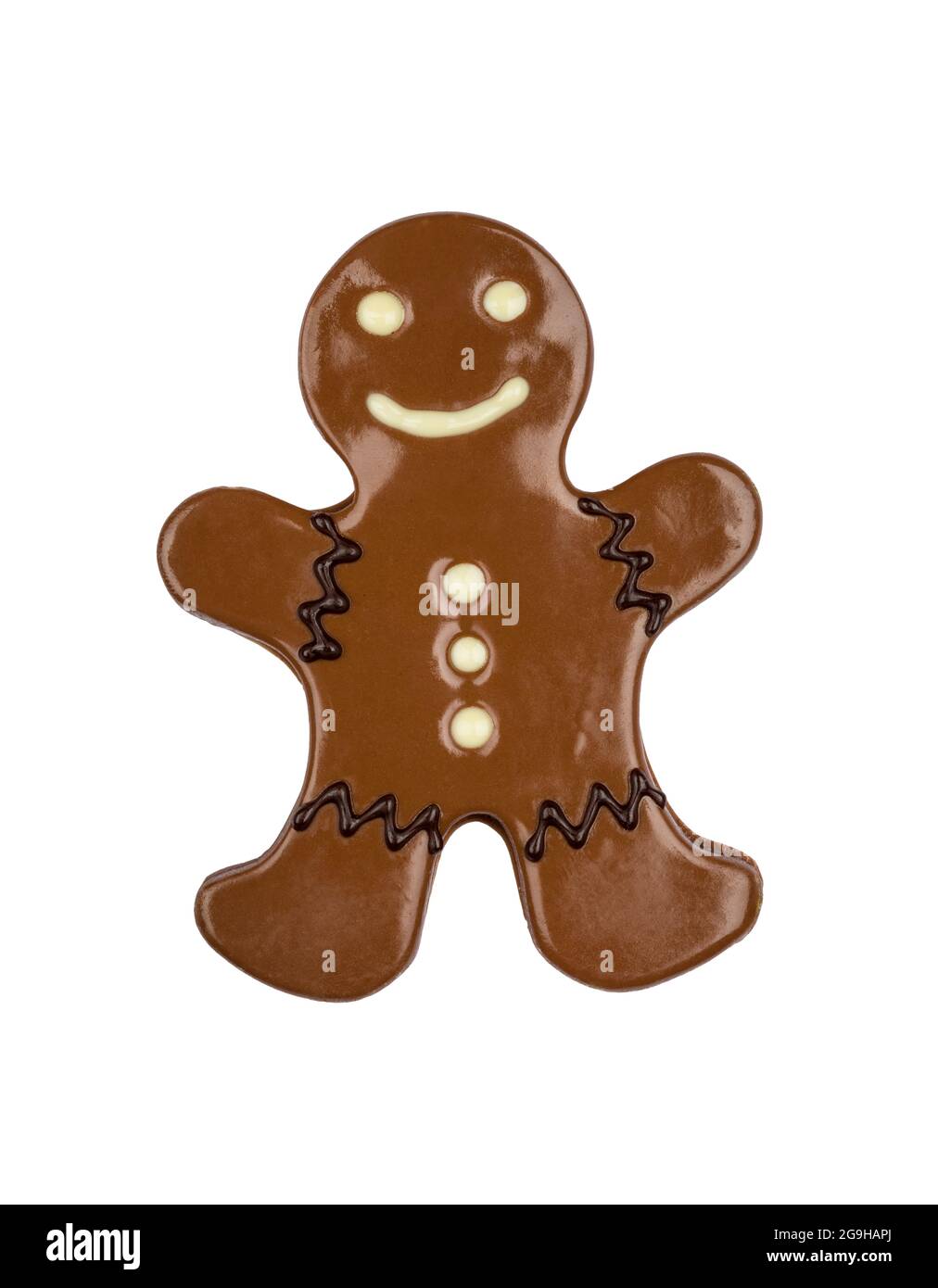 Gingerbread man cookie covered with chocolate, isolated on white Stock ...