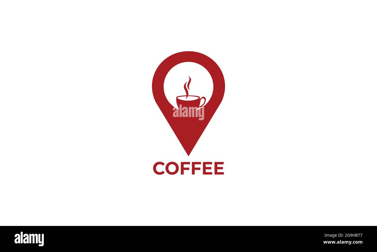 Coffee Logo on Round Pin Map Sign, Creative and Modern Coffee Shop Icon ...