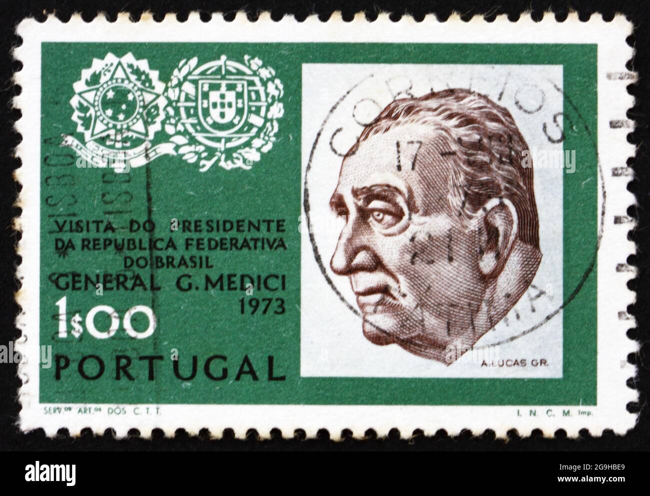 PORTUGAL - CIRCA 1973: a stamp printed in the Portugal shows General ...