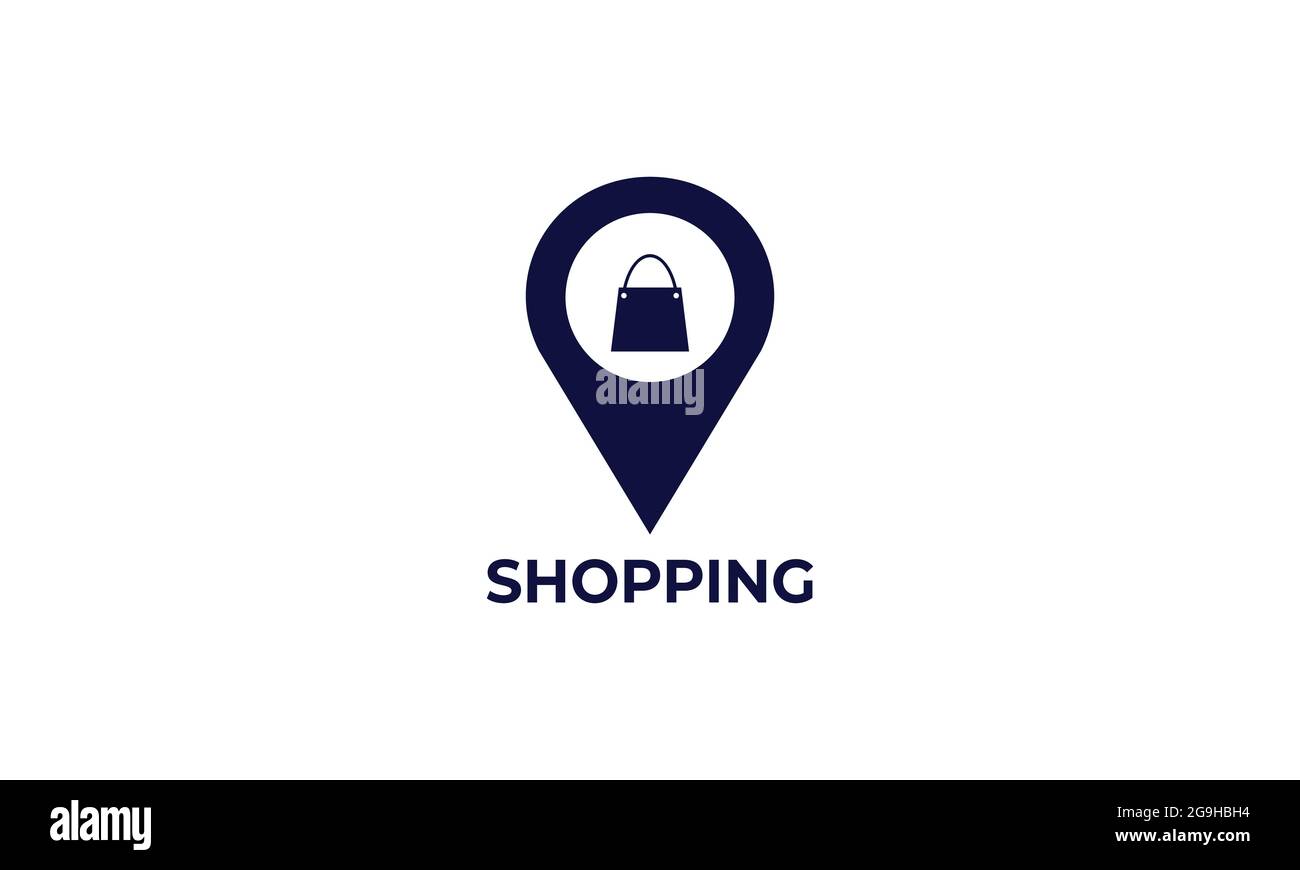 Shopping Logo on Round Pin Map Sign, Creative and Modern Shopping Shop ...
