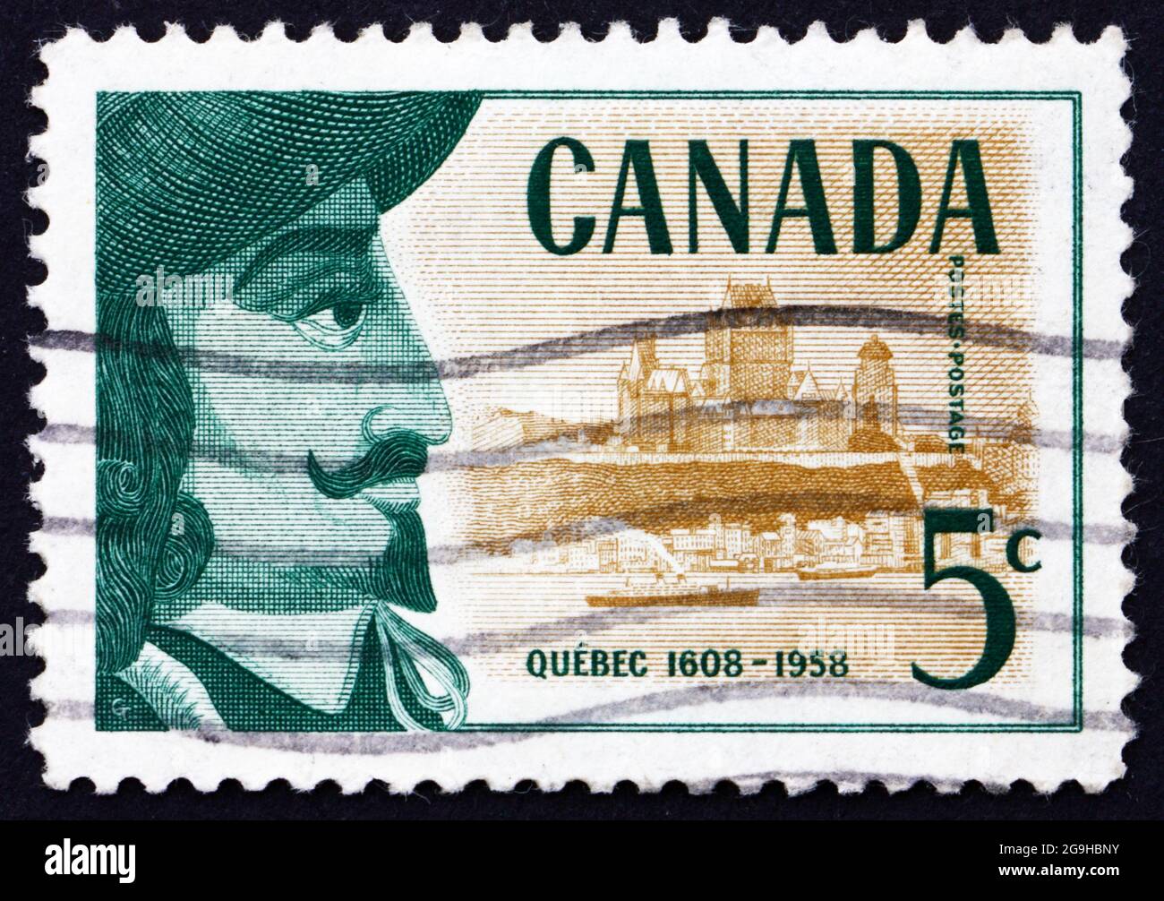 CANADA - CIRCA 1958: a stamp printed in the Canada shows Samuel de ...