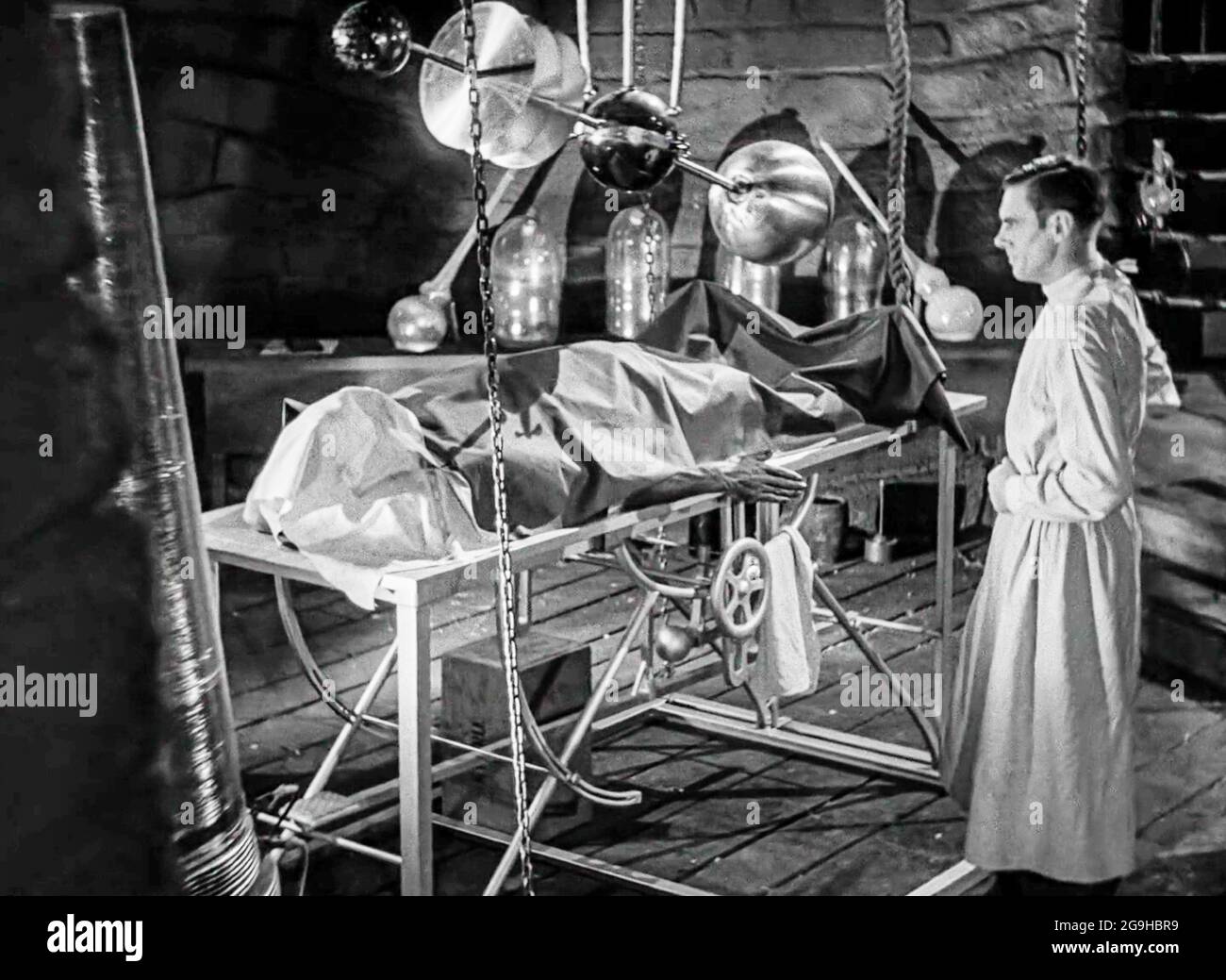 USA. Boris Karloff and Colin Clive in a scene from the (C)Universal Pictures movie: Frankenstein ...