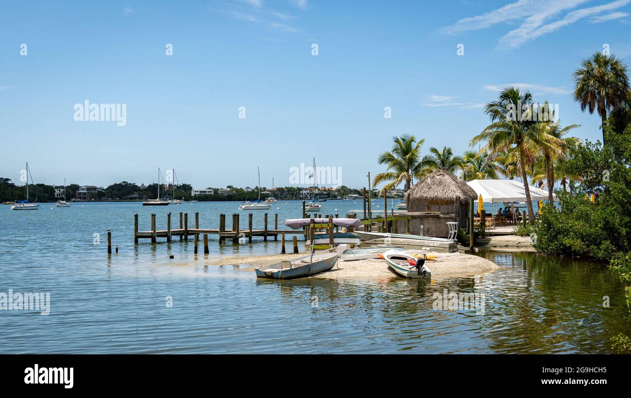 Florida Beach Sand Bar and Dock Stock Photo - Alamy