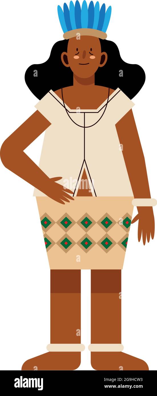 indigenous woman with traditional clothes isolated icon Stock Vector ...