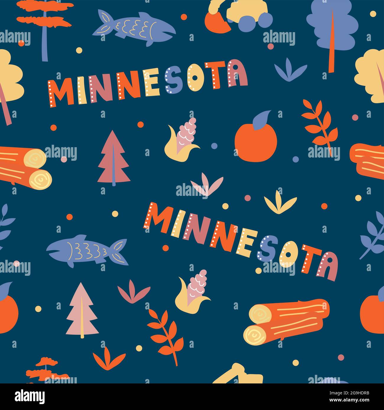 USA collection. Vector illustration of Minnesota theme. State Symbols ...