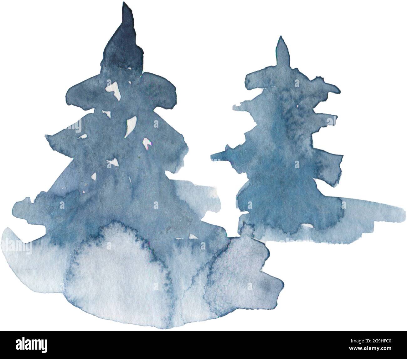 Watercolor hand drawn splash tree isolated on white Stock Photo - Alamy