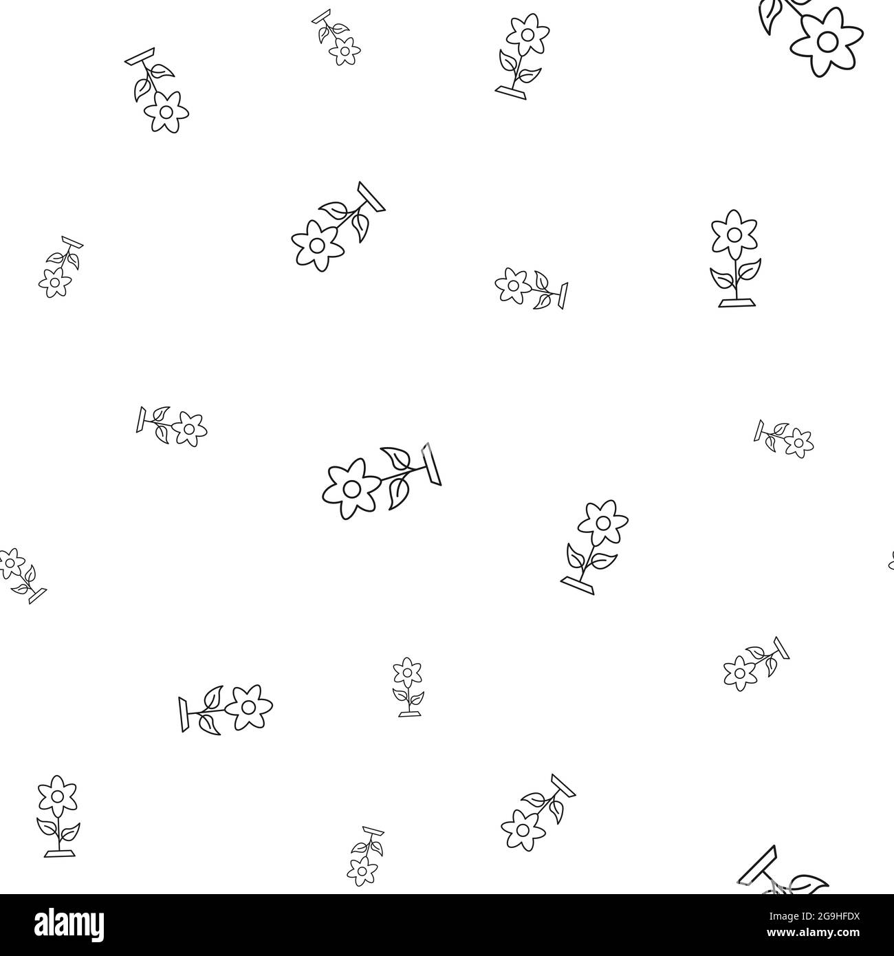 Seamless pattern of ecological icons. Growing flower. Isolated on white ...