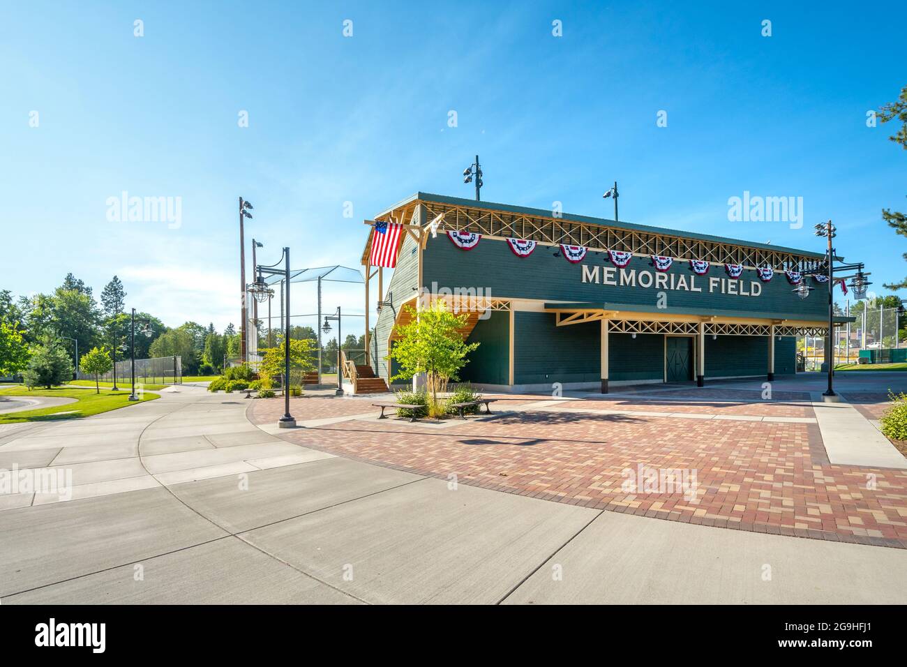 General view of the Memorial Field stadium grandstands on July 23, 2021 ...