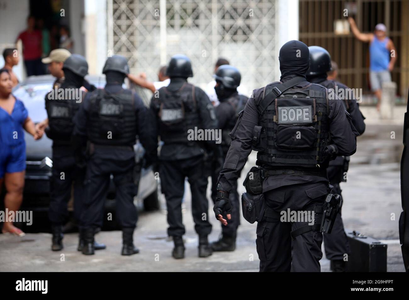 salvador, bahia, brazil - october 6, 2017: Members of the Batalhao de ...