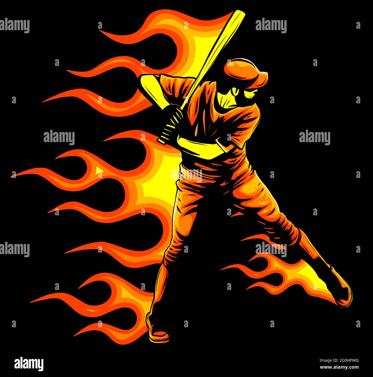 Baseball player hit the ball vector illustration Stock Vector Image ...