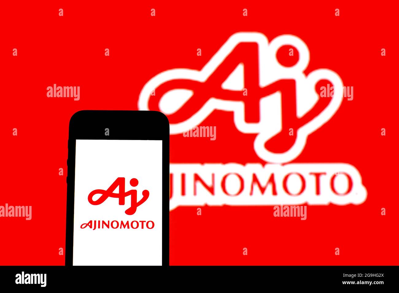 In this photo illustration an Ajinomoto Co, Inc logo seen displayed on ...