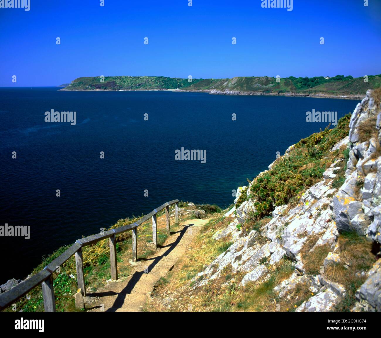 Coastal footpath between Langland Bay and Caswell Bay, Gower Peninsula ...