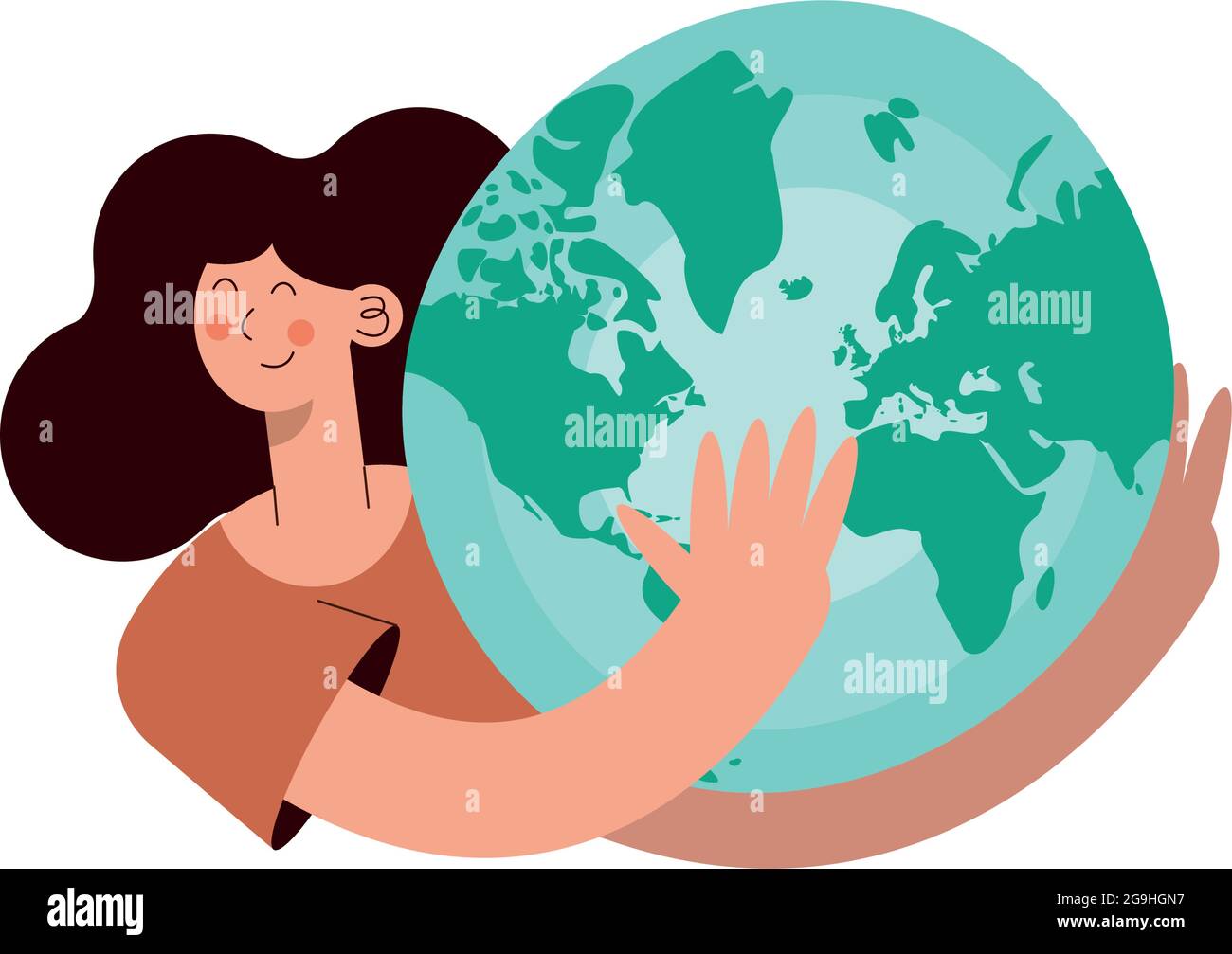 woman hugging the earth planet Stock Vector Image & Art - Alamy