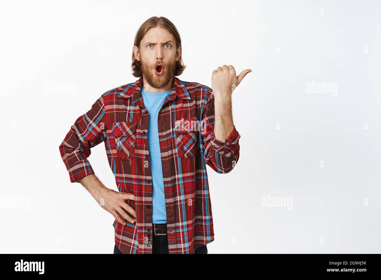 What the heck. Shocked and speechless blond bearded guy, drop jaw ...