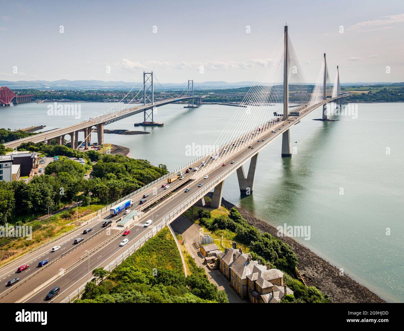 Aerial photograph of the Queensferry Crossing, South Queensferry ...