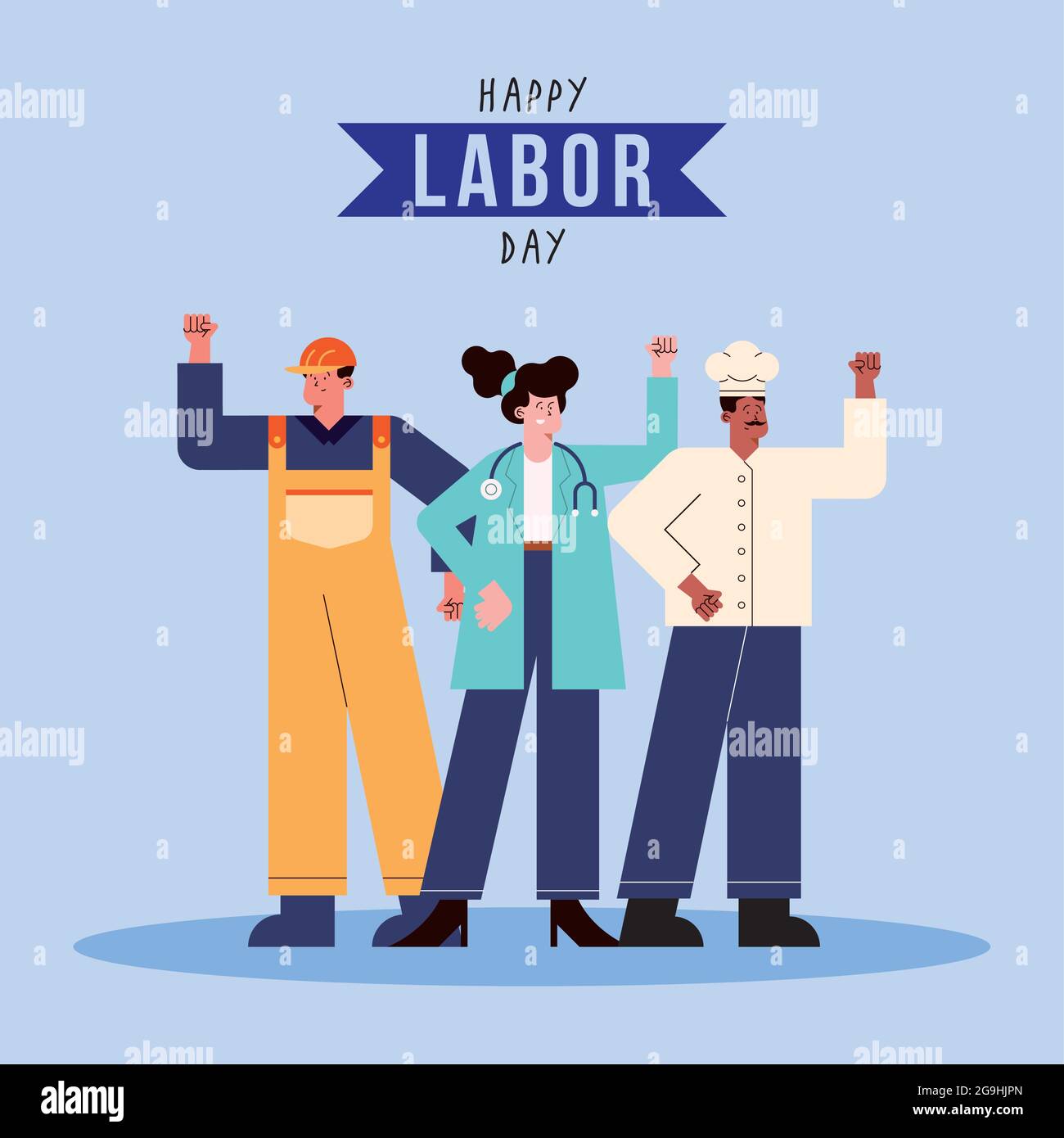 labor day poster with professionals workers Stock Vector Image & Art ...