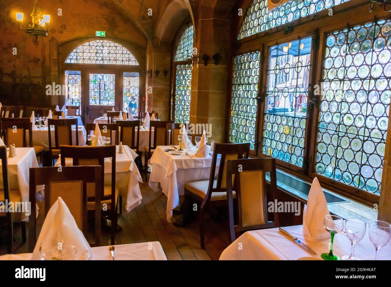 Strasbourg, France, Wide Angle View, old restaurant interior ...